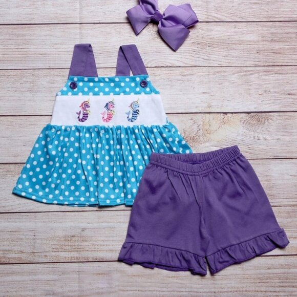 Matching Sets | Boutique Seahorse Tunic Shorts Girls Outfit Set | Poshmark
